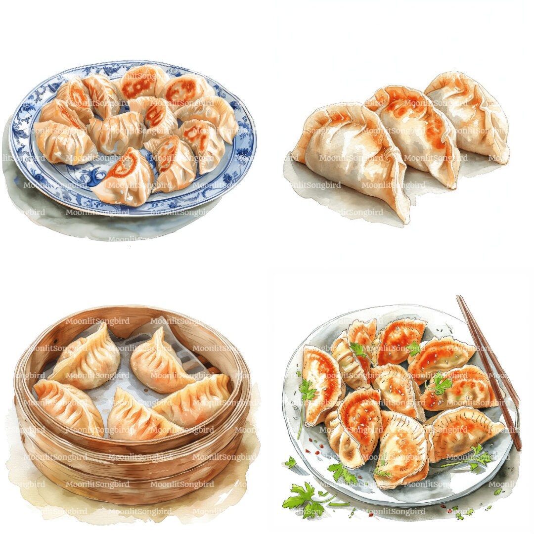 14 Chinese Dumplings Clipart, Digital Download, Printable Watercolor ...