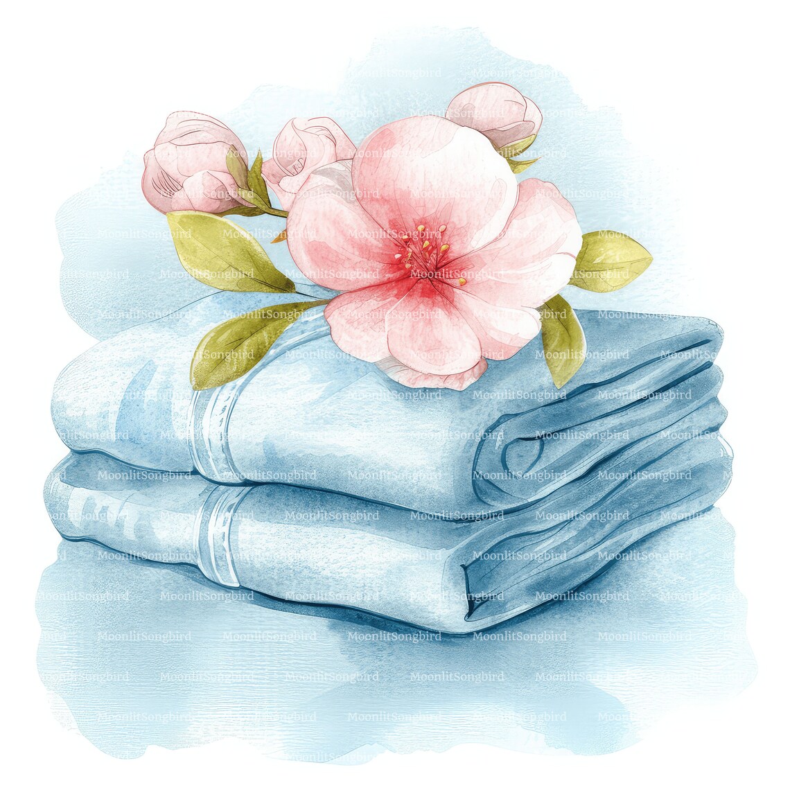 12 Bath Towels and Flowers Clipart, Digital Download, Printable ...