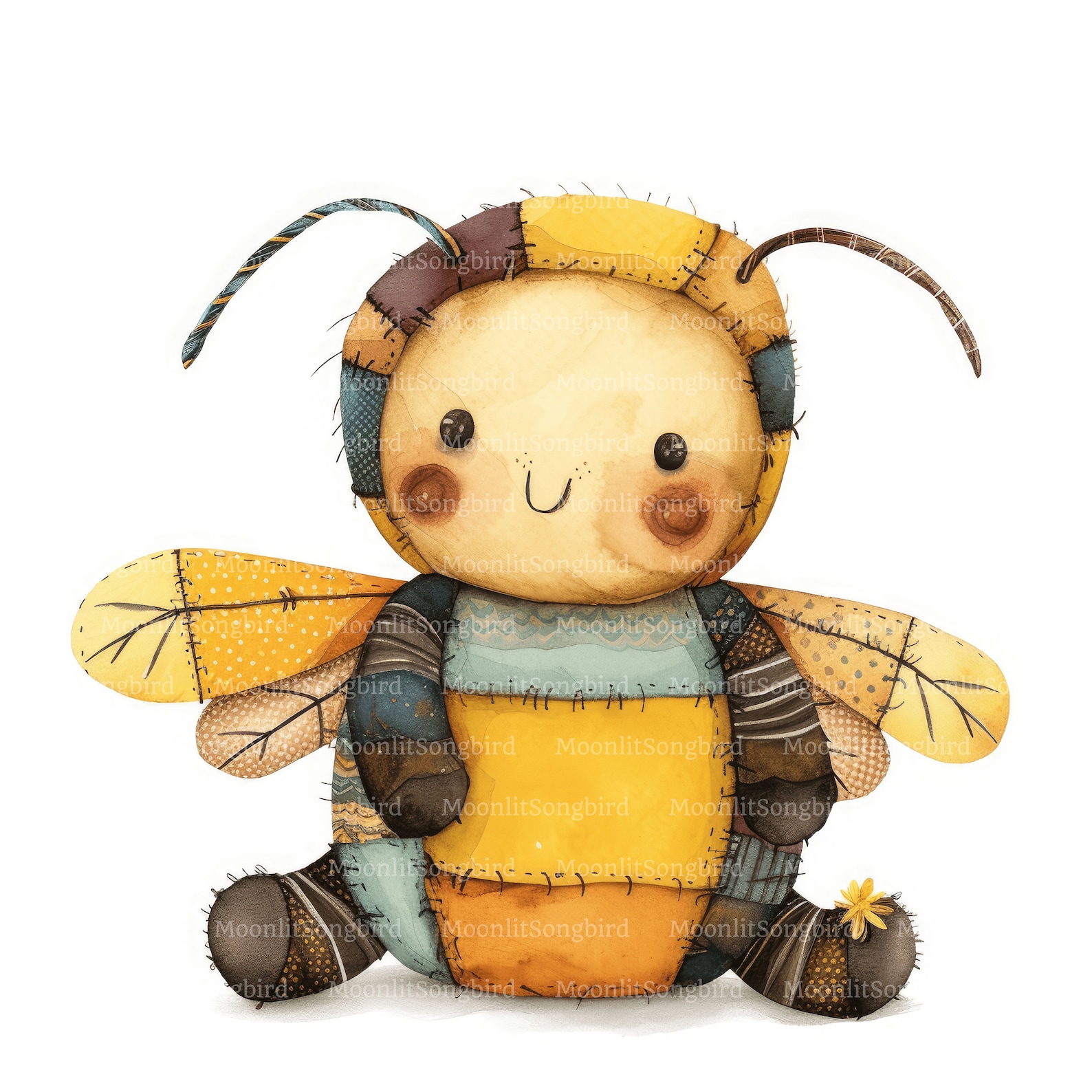 14 Patchwork Bee Clipart, Digital Download, Printable Watercolor ...