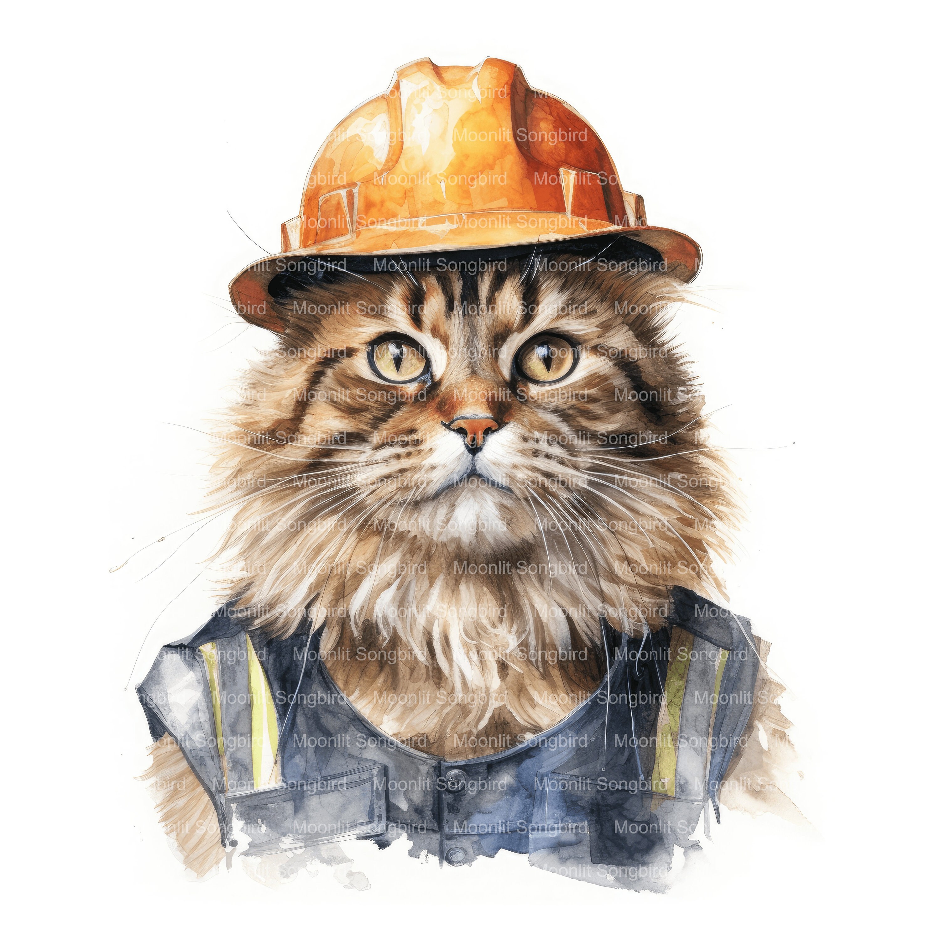11 Construction Worker Cat Clipart, Digital Download, Printable ...