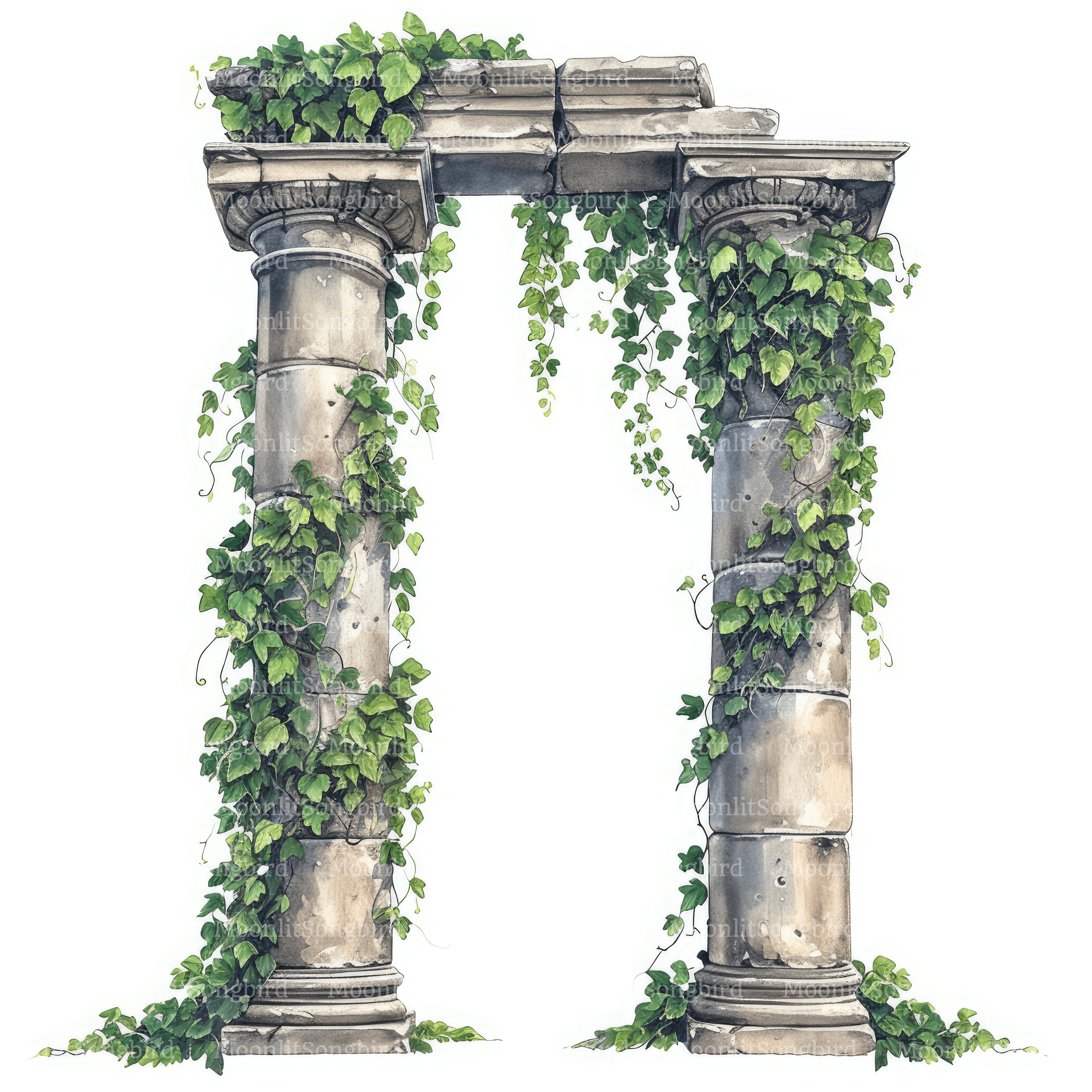 12 Greek Pillars With Vine Leaves Clipart, Digital Download, Printable ...