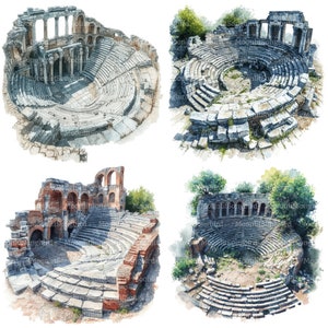 12 Amphitheater Clipart, Digital Download, Printable Watercolor Clipart ...
