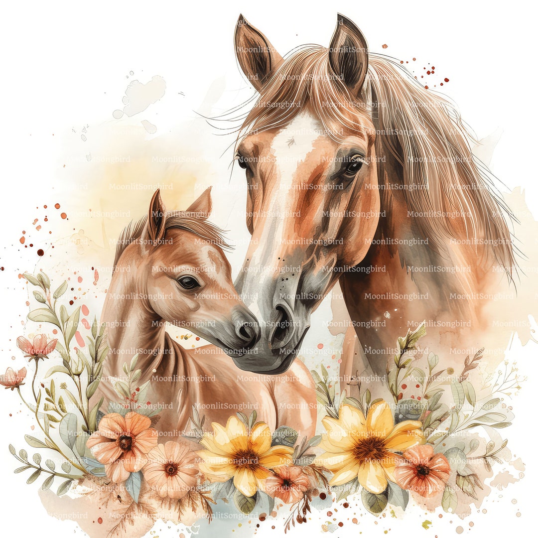 10 Mother and Baby Horse Clipart, Digital Download, Printable ...