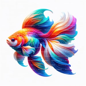 10 Rainbow Goldfish Clipart, Digital Download, Printable Watercolor ...