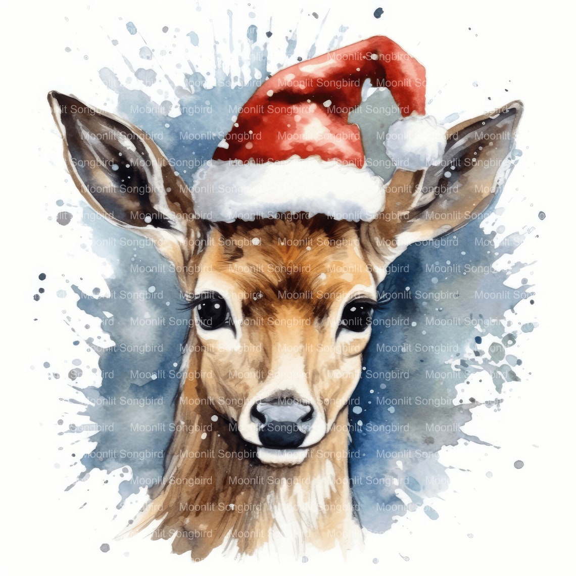 12 Deer With Santa Hat Clipart Digital Download Printable - Etsy