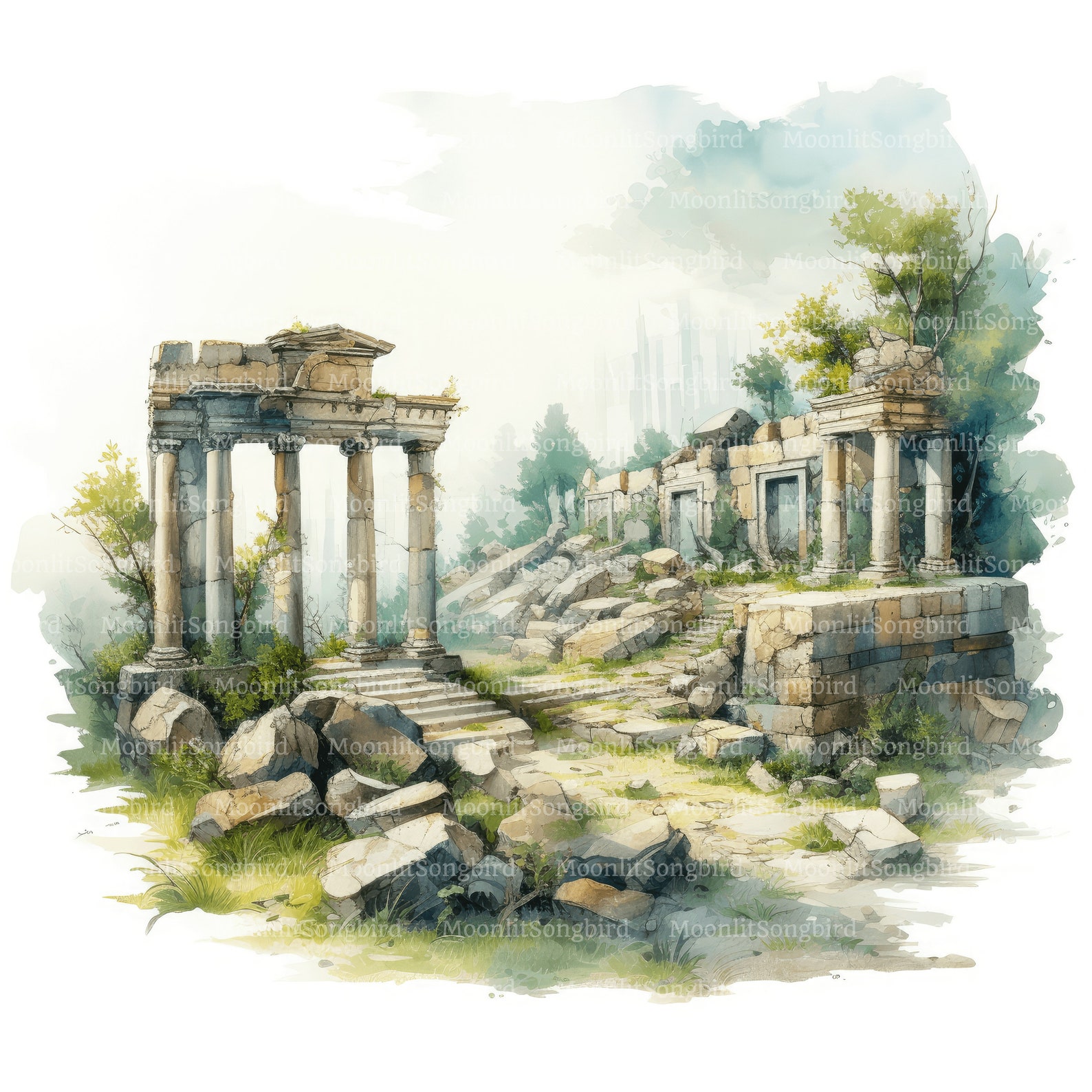12 Ancient Greek City Ruins Clipart, Digital Download, Printable ...