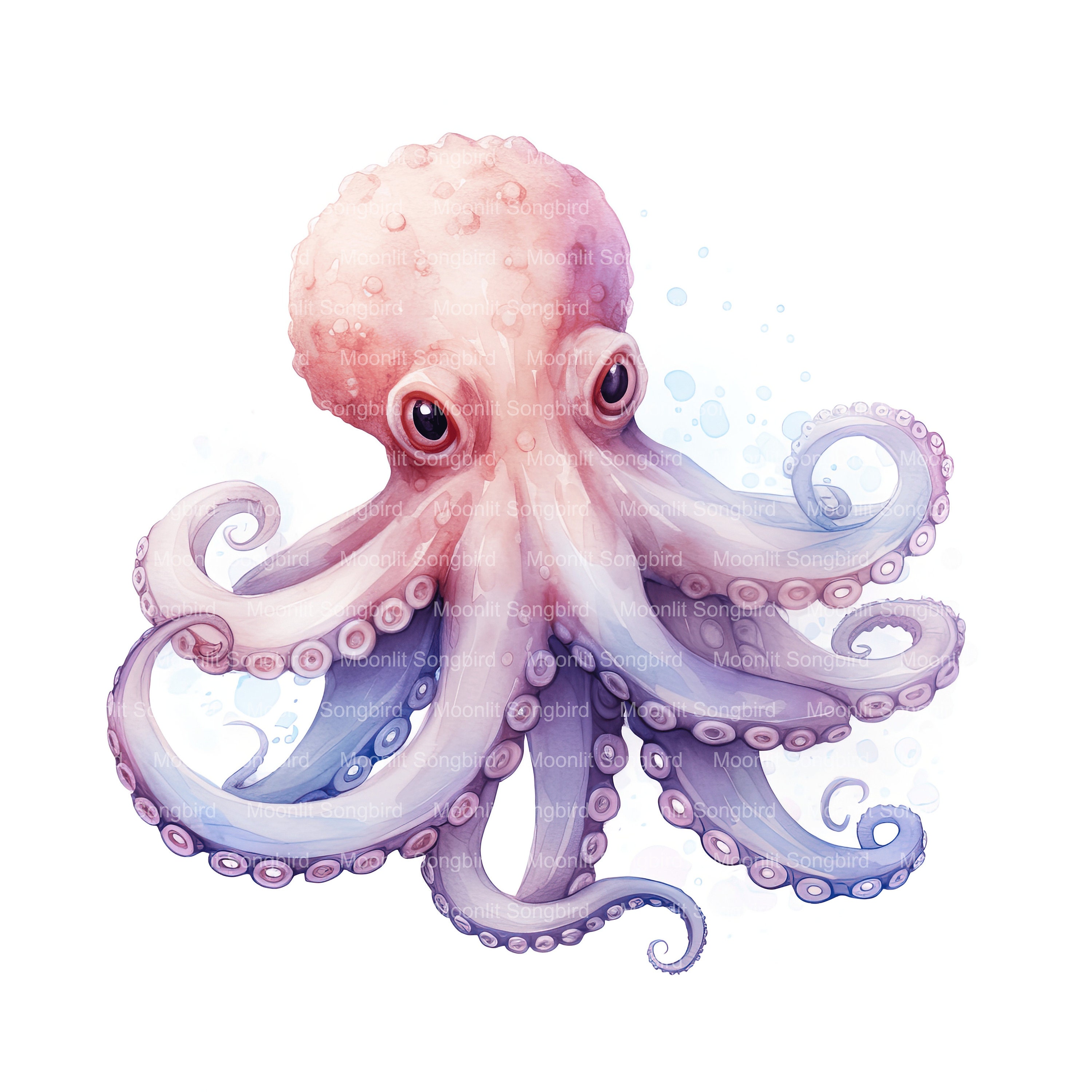 8 Pastel Octopus Clipart, Digital Download, Printable Cute Watercolor ...