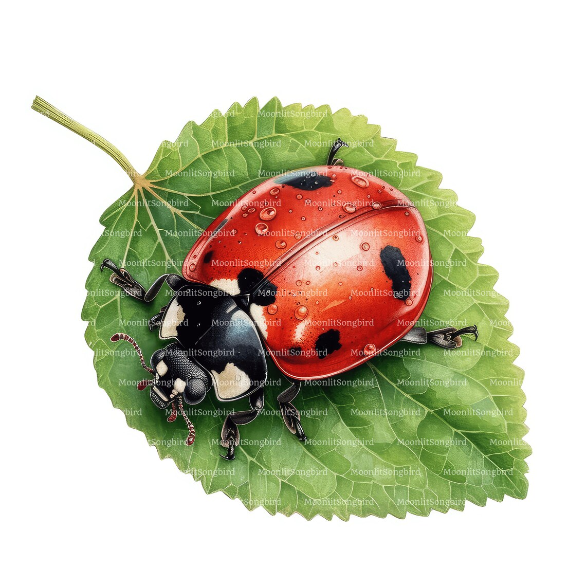 10 Ladybug on Leaf Clipart, Digital Download, Printable Watercolor ...