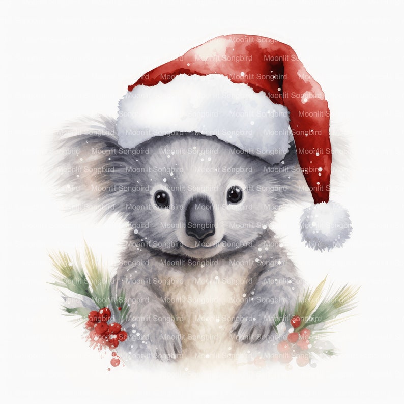 10 Christmas Koala Clipart, Digital Download, Printable Watercolor ...