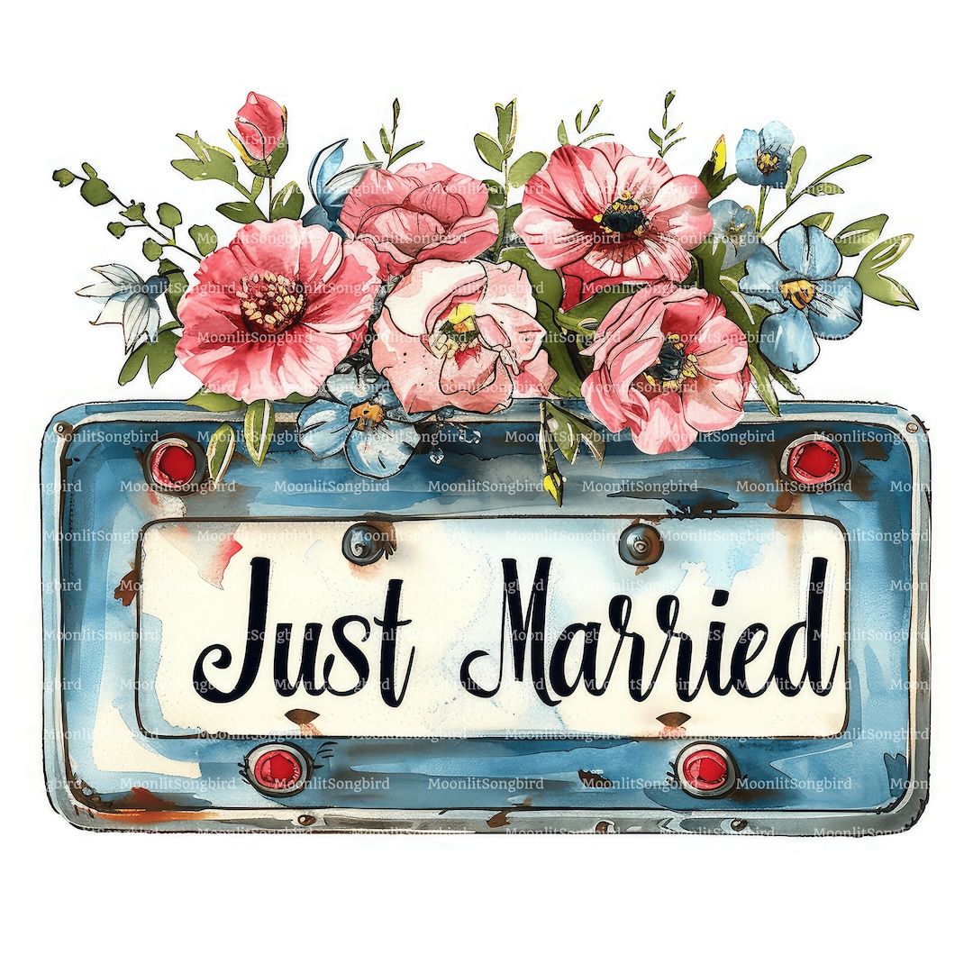 10 Just Married License Plates Clipart, Digital Download, Printable ...