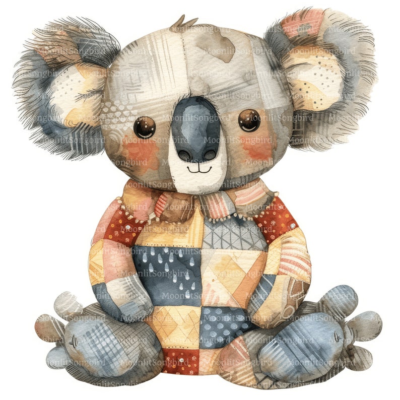 11 Patchwork Koala Clipart, Digital Download, Printable Watercolor Clipart, Paper Crafts ...