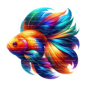 Rainbow Goldfish Watercolor Clipart, Printable Fish Art (digital ...