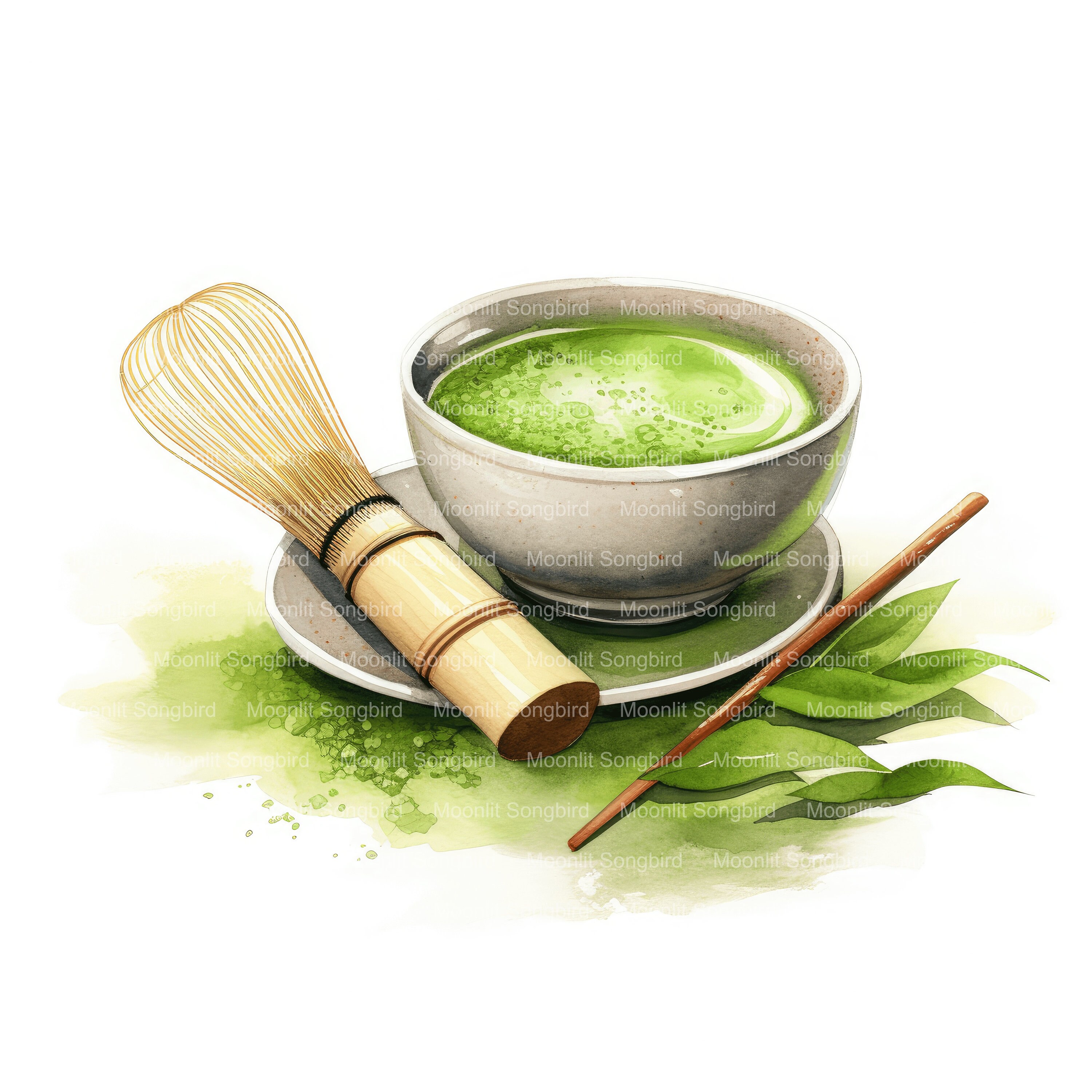 10 Matcha Tea Ceremony Clipart, Digital Download, Printable Watercolor ...