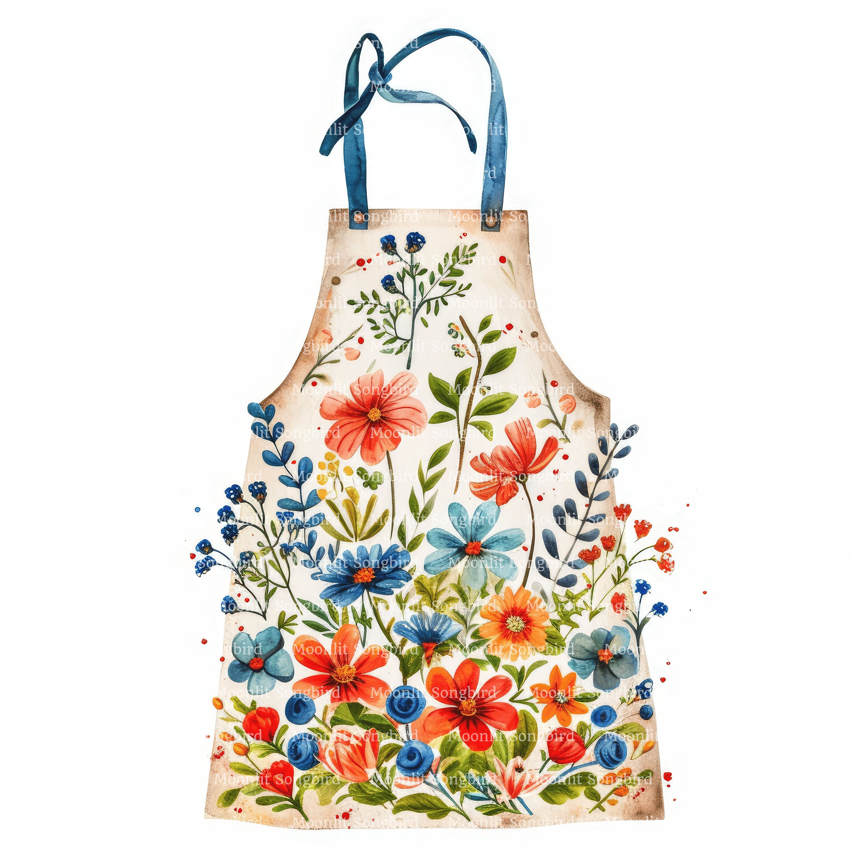 10 Floral Aprons Clipart, Digital Download, Vintage Kitchen Apron With ...