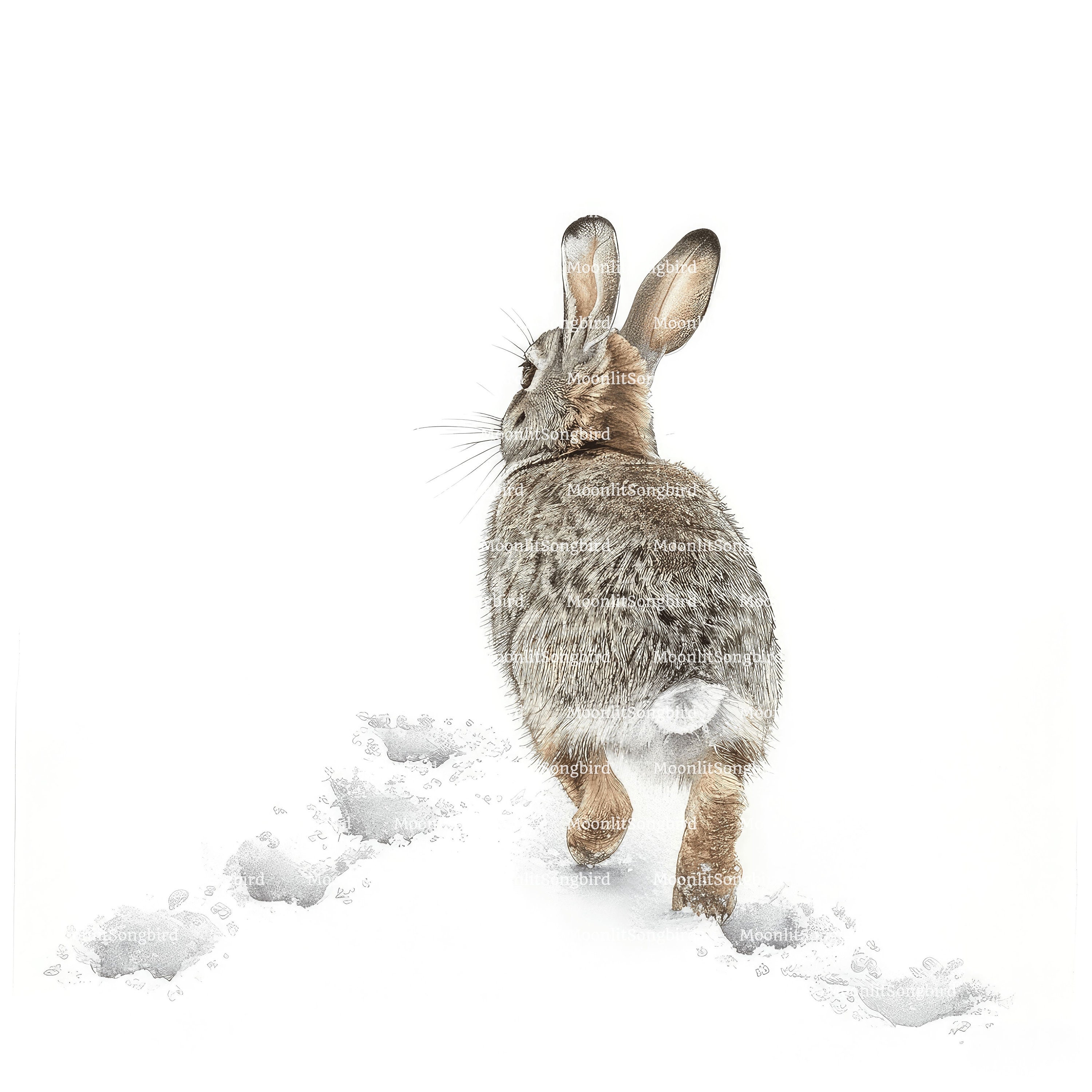 9 Rabbit Leaving Footprints in Snow Clipart, Digital Download ...