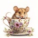 12 Mouse in Teacup Clipart, Digital Download, Printable Watercolor ...