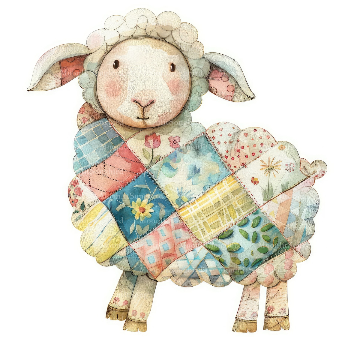 10 Patchwork Sheep Clipart (images Only!) Digital Download, Printable ...