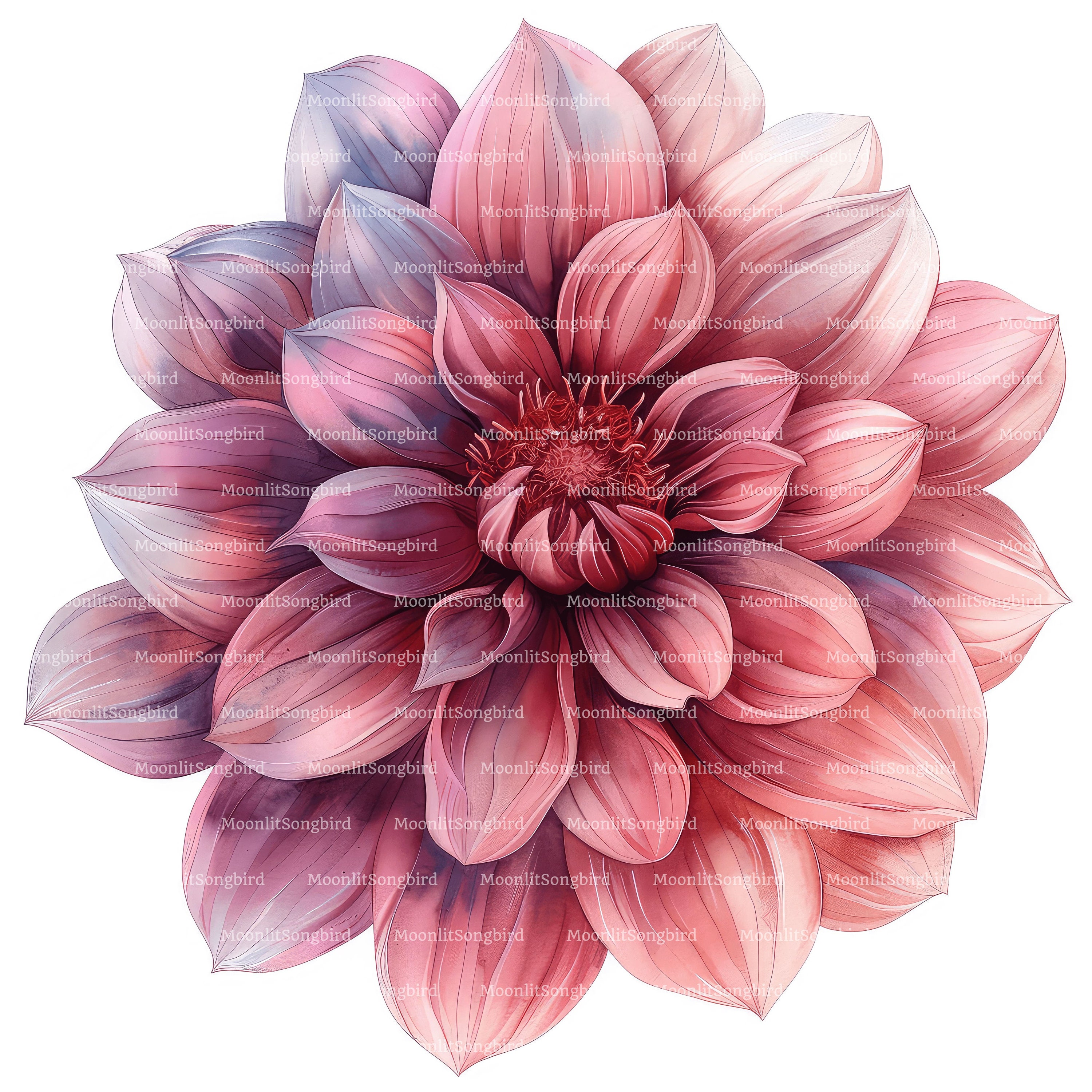 10 Pink Dahlia Flowers Clipart, Digital Download, Printable Watercolor ...