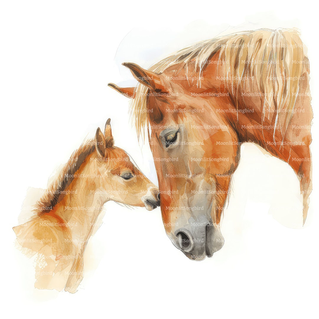 10 Mother Horse and Foal Clipart, Digital Download, Printable ...