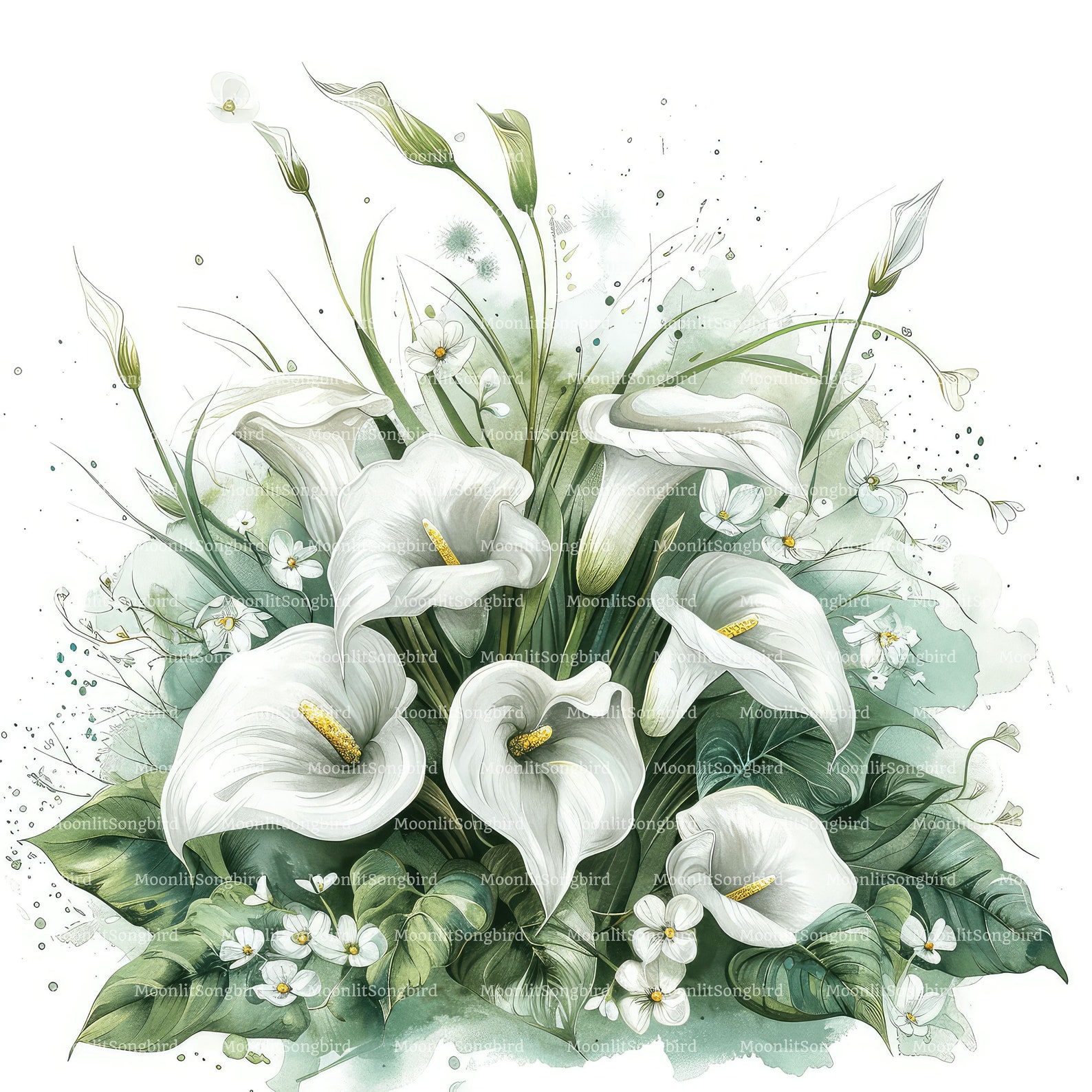 10 White Funeral Flowers Clipart, Digital Download, Printable ...
