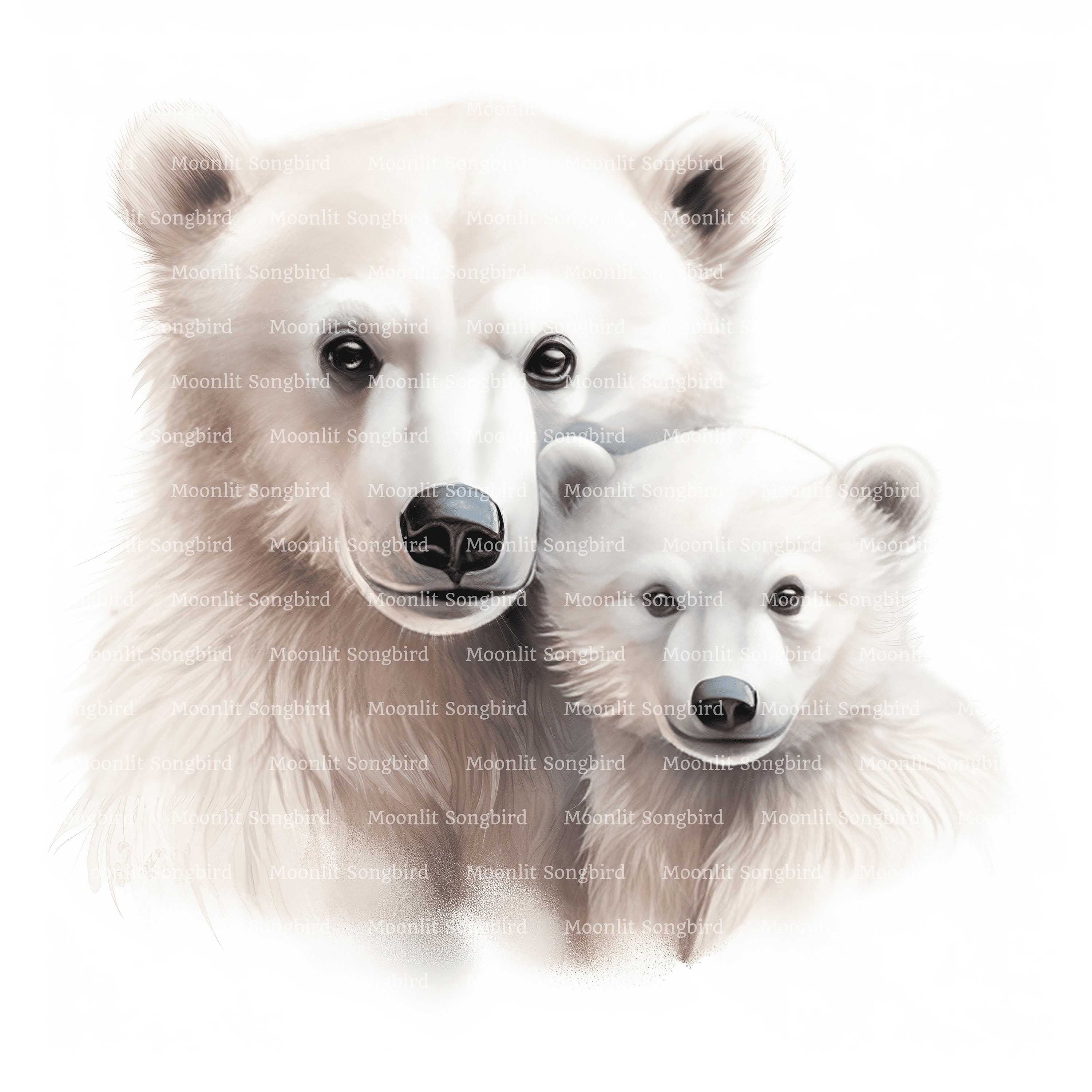 12 Polar Bear Mother and Baby Clipart, Digital Download, Printable ...