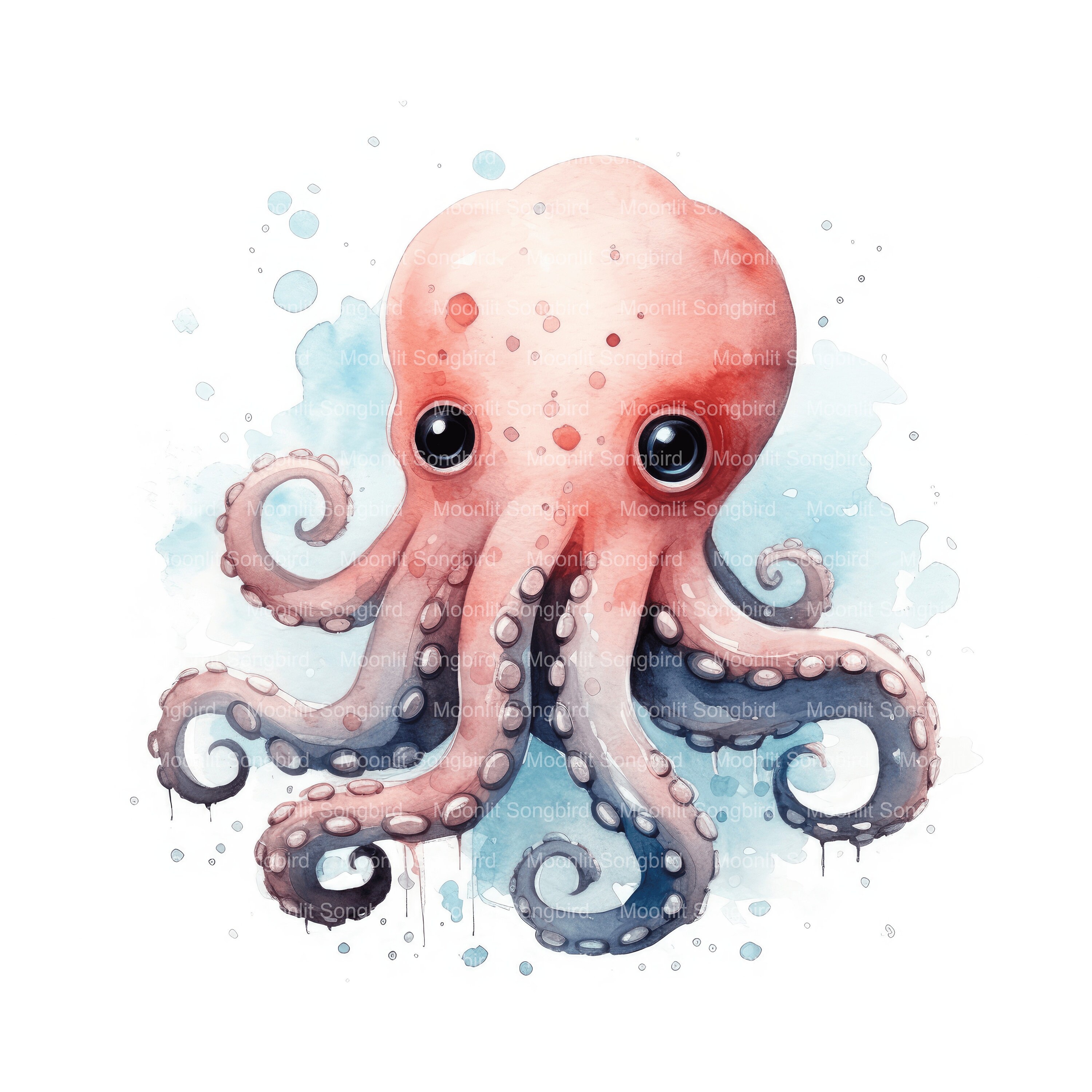 8 Pastel Octopus Clipart, Digital Download, Printable Cute Watercolor ...