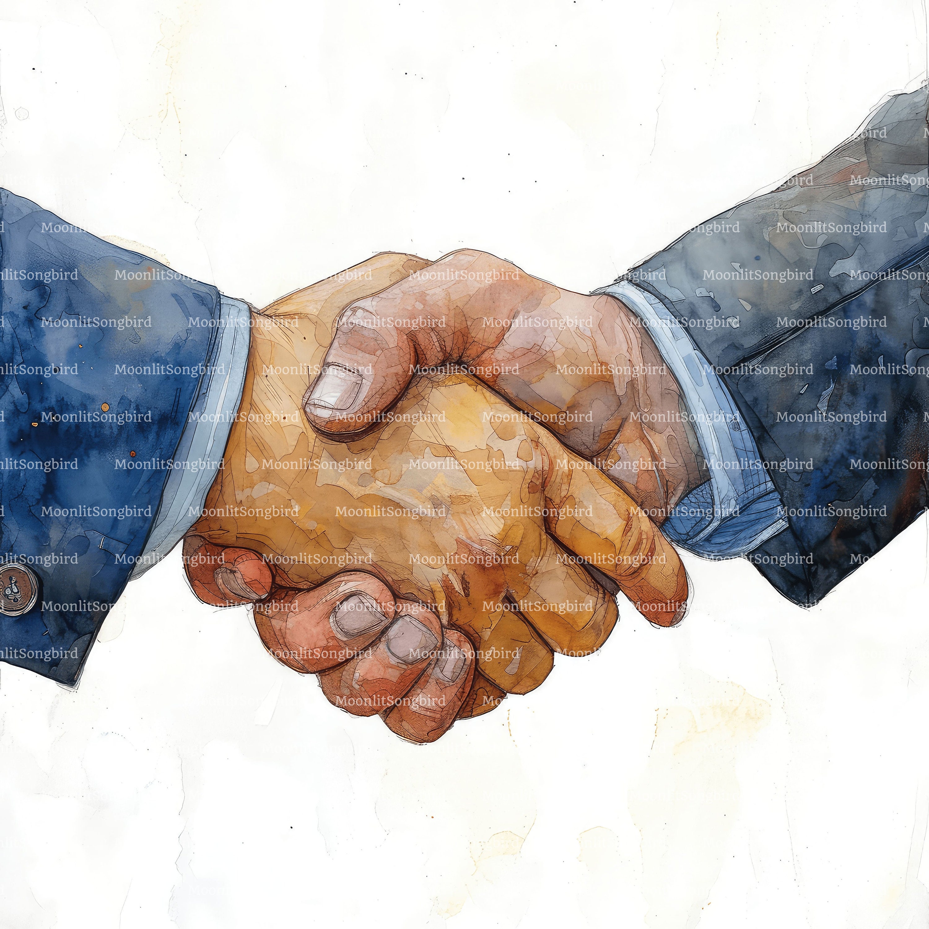 14 Business Handshake Clipart, Digital Download, Printable Watercolor ...