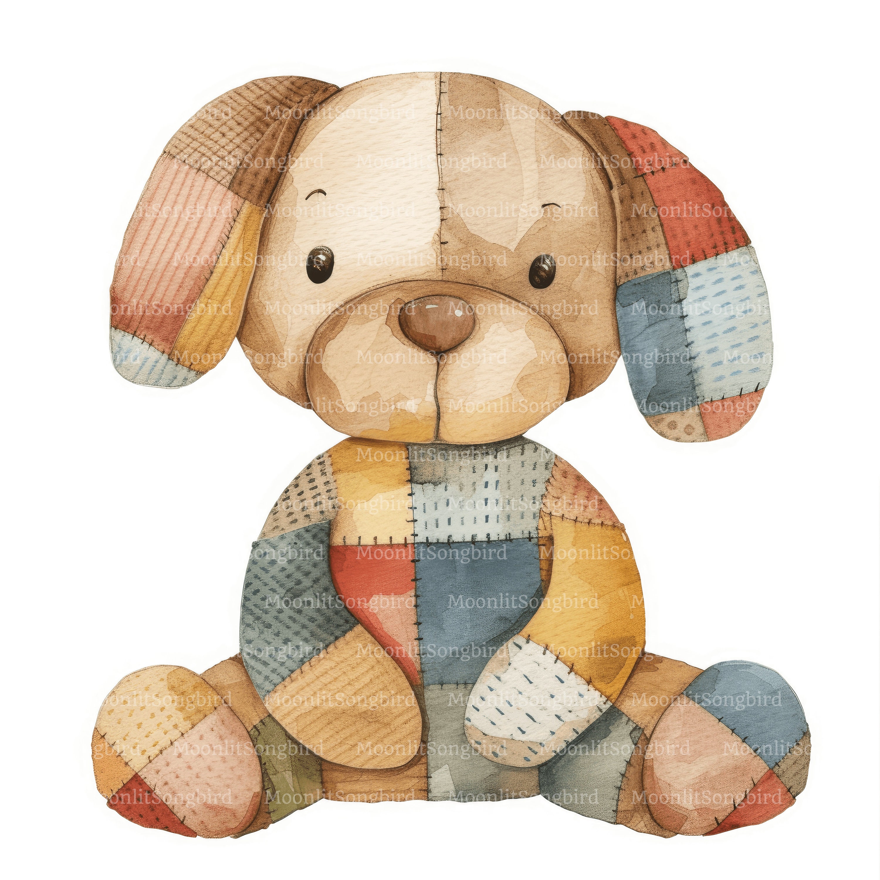 16 Patchwork Dog Clipart, Digital Download, Printable Watercolor ...