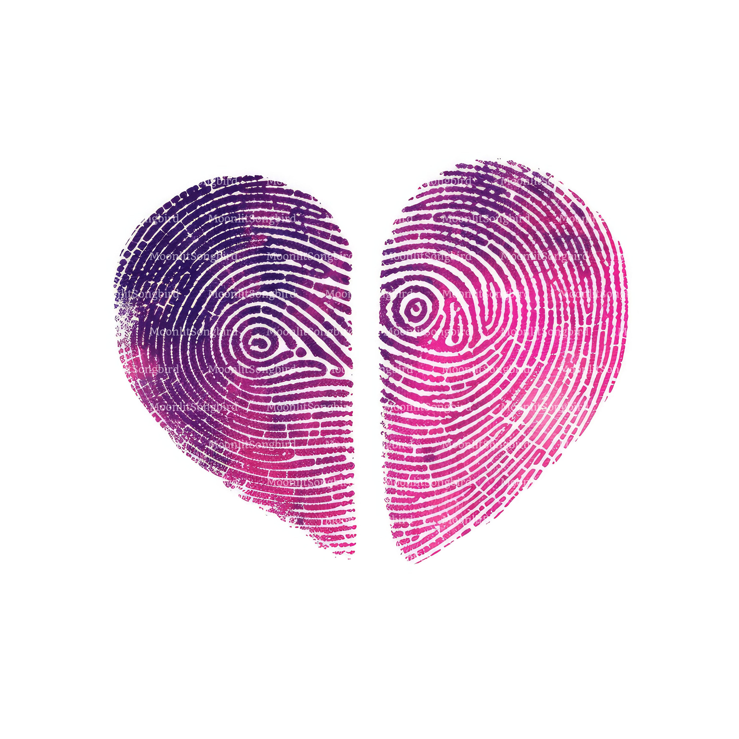 10 Fingerprint Hearts Clipart, Digital Download, Printable Watercolor ...