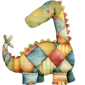 11 Patchwork Dinosaur Clipart, Digital Download, Printable Watercolor Clipart, Paper Crafts ...