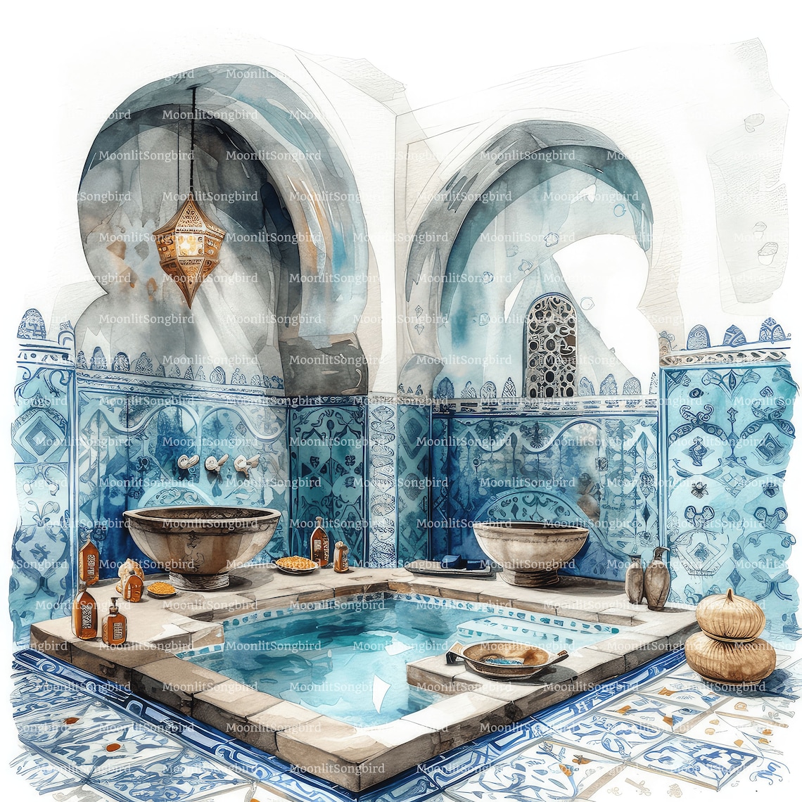 14 Hammam Clipart, Digital Download, Printable Watercolor Clipart ...