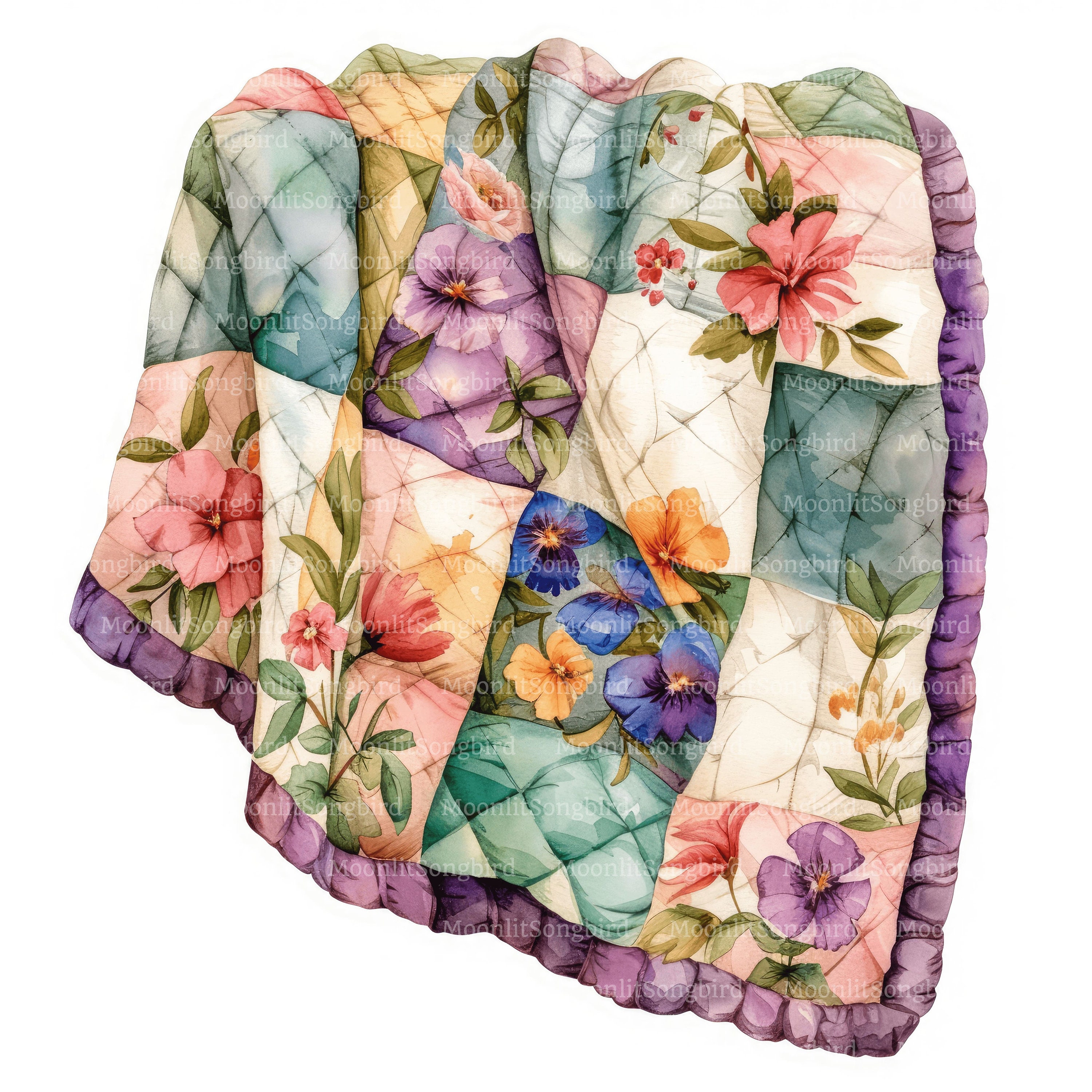 14 Quilted Blanket Scenes, Patchwork Clipart, Digital Download ...