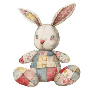 10 Patchwork Rabbit Clipart, Digital Download, Printable Watercolor ...
