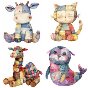 50 Patchwork Animals Clipart, Digital Download, Printable Watercolor ...