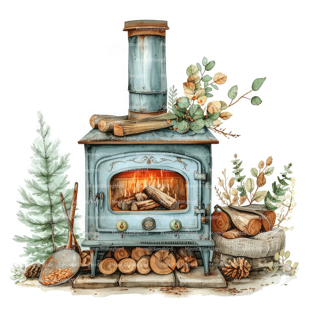 12 Vintage Wood-burning Stove Clipart, Digital Download, Printable ...