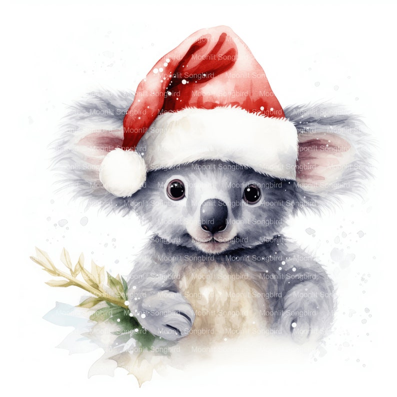 10 Christmas Koala Clipart, Digital Download, Printable Watercolor ...