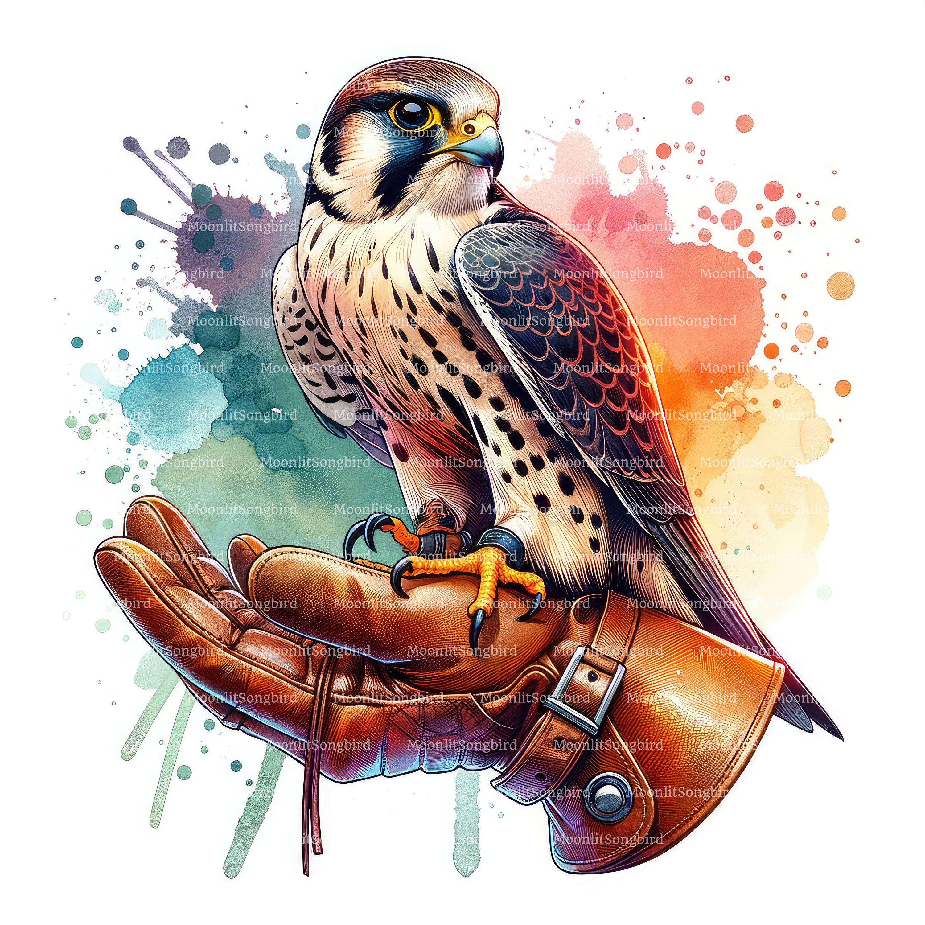10 Falcon on Glove Clipart, Digital Download, Printable Watercolor ...