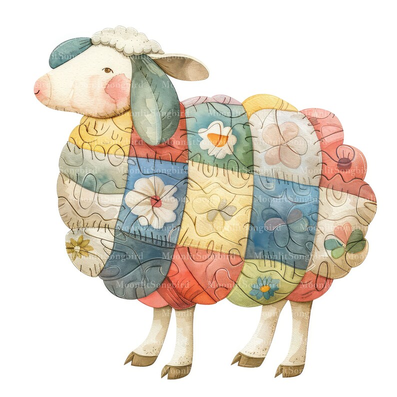 10 Patchwork Sheep Clipart (images Only!) Digital Download, Printable ...