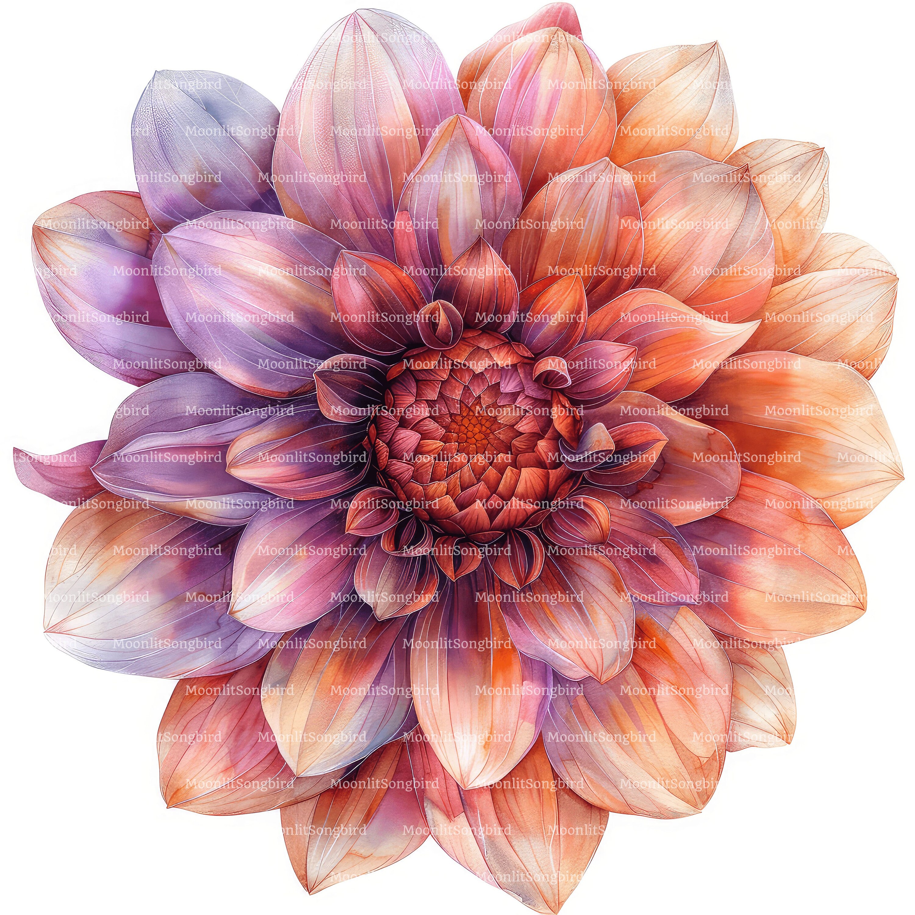 10 Pink Dahlia Flowers Clipart, Digital Download, Printable Watercolor ...