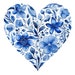 16 Blue Floral Hearts Clipart, Digital Download, Printable Watercolor ...