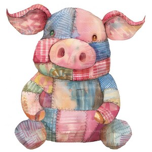 10 Patchwork Pig Clipart (images Only!) Digital Download, Printable Watercolor Clipart, Paper ...