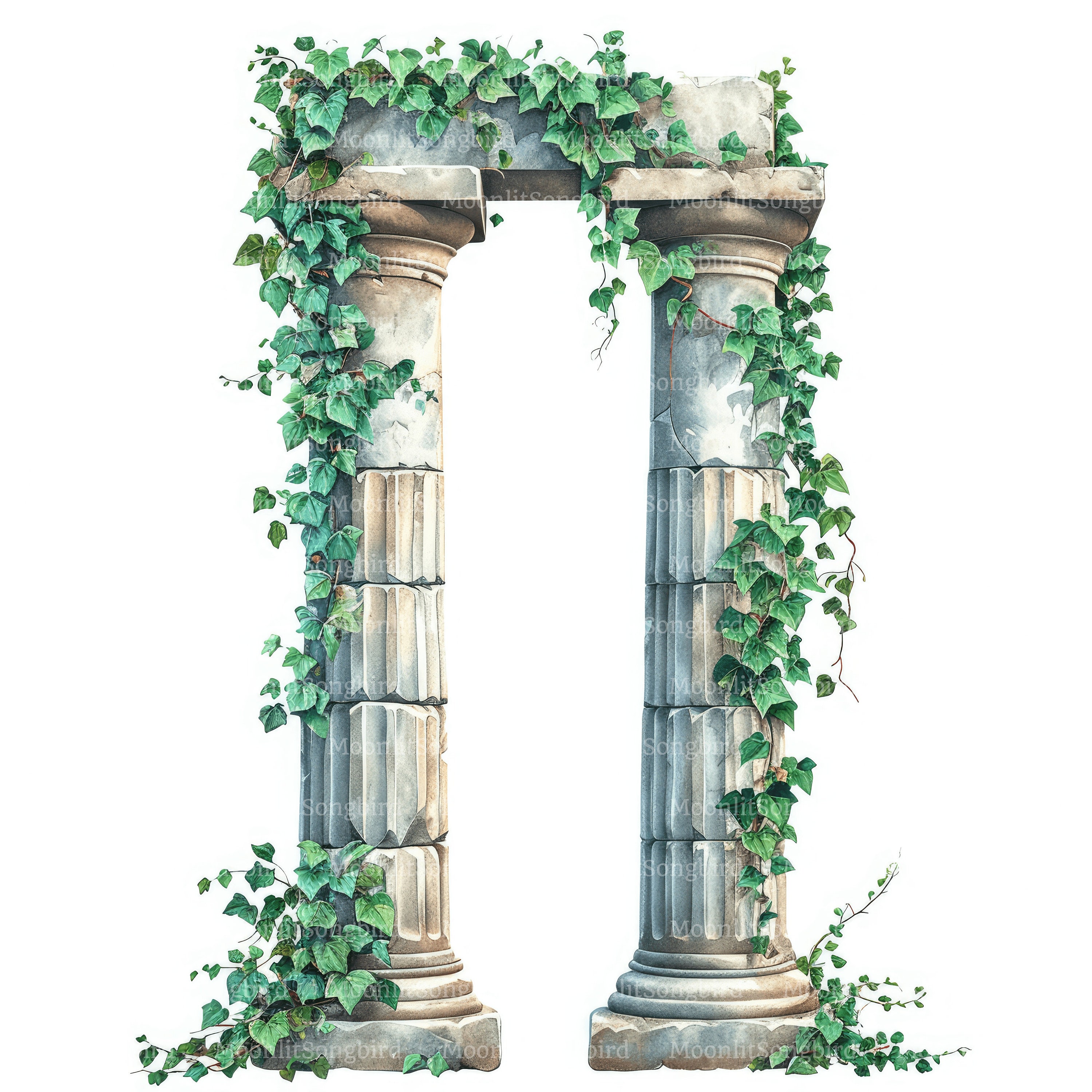 12 Greek Pillars With Vine Leaves Clipart, Digital Download, Printable ...