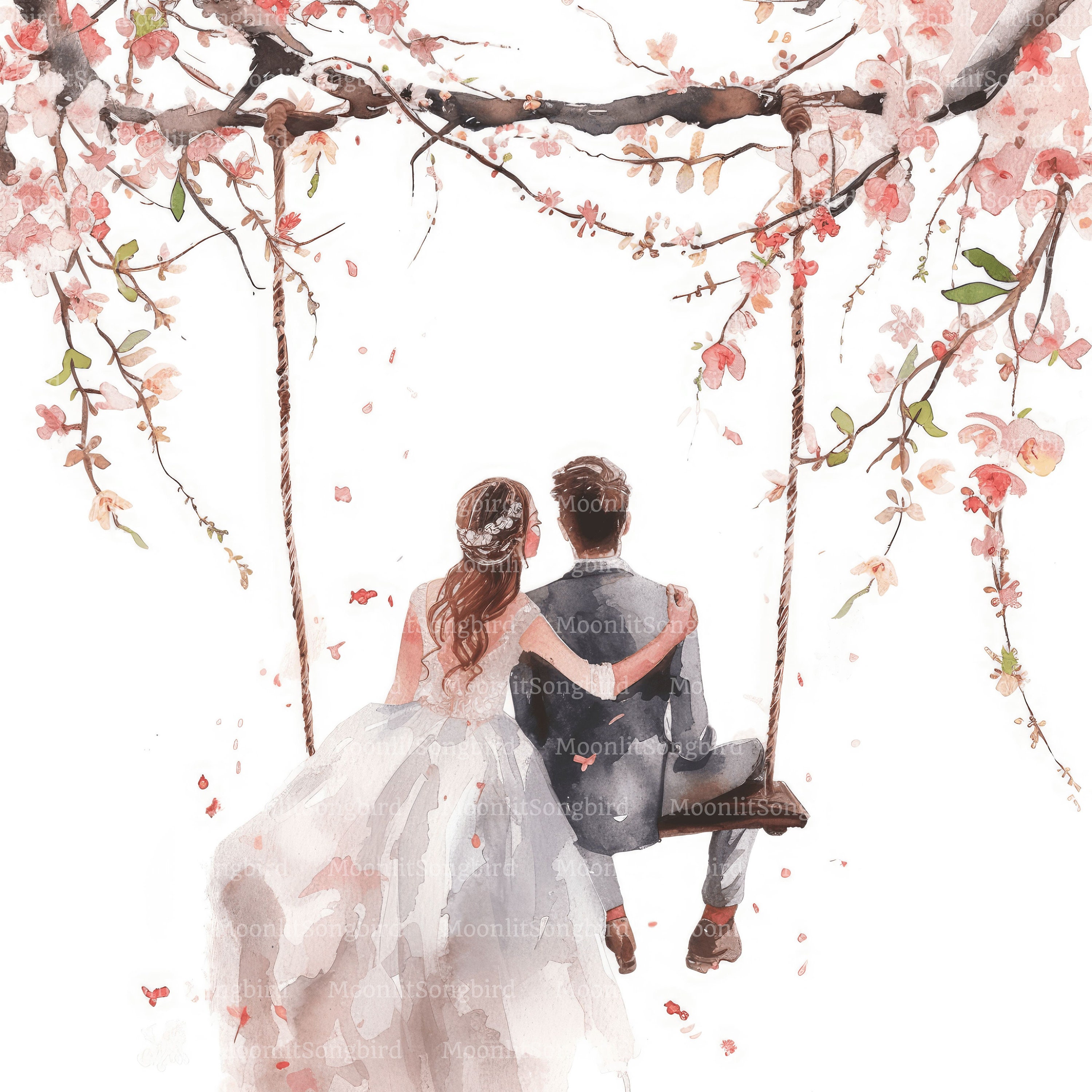 10 Bride and Groom on Swing Clipart, Digital Download, Printable ...