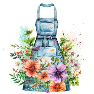 10 Floral Aprons Clipart, Digital Download, Printable Watercolor ...
