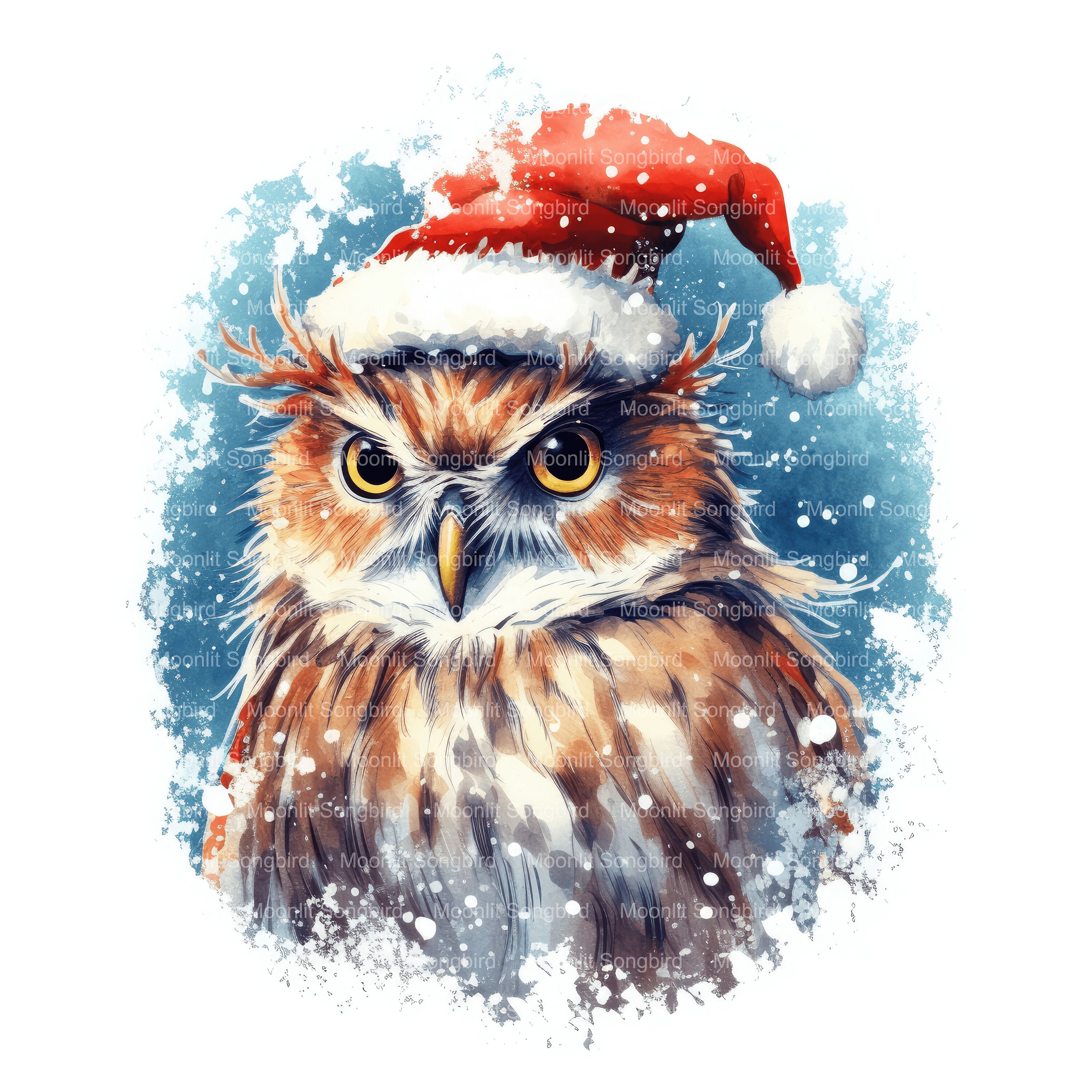 16 Christmas Owl Clipart, Digital Download, Printable Cute Watercolor ...