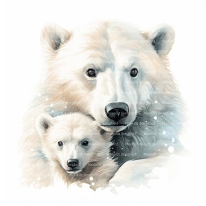 12 Polar Bear Mother and Baby Clipart, Digital Download, Printable ...