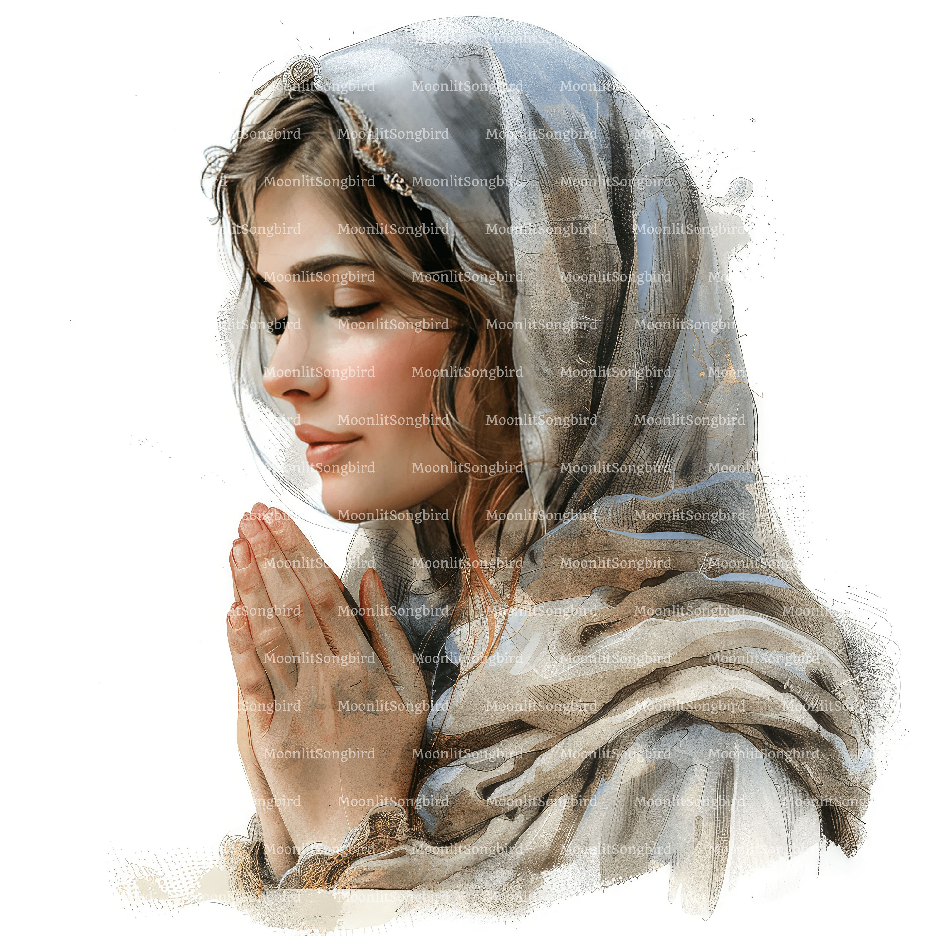 12 Christian Woman Praying Clipart, Digital Download, Printable ...