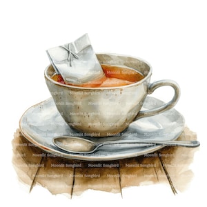 12 Cup of Tea With Tea Bag Clipart, Digital Download, Printable ...