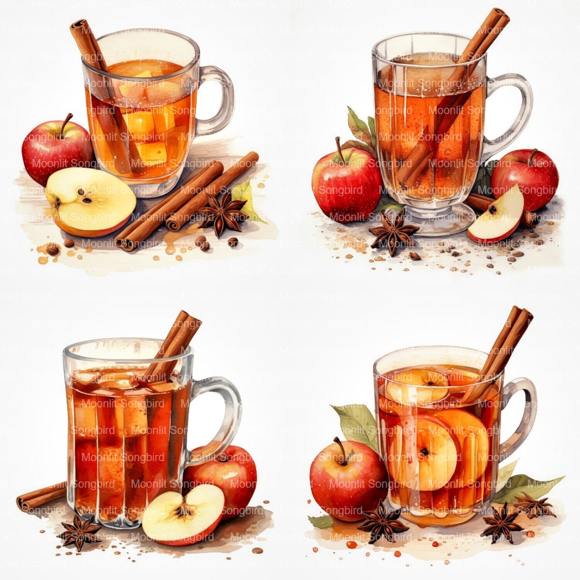 14 Hot Apple Cider Clipart, Digital Download, Printable Watercolor ...
