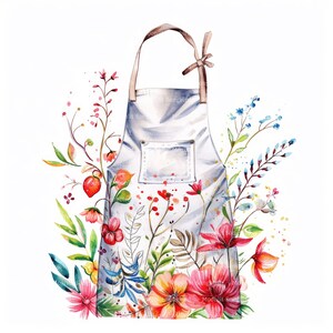 10 Floral Aprons Clipart, Digital Download, Printable Watercolor ...